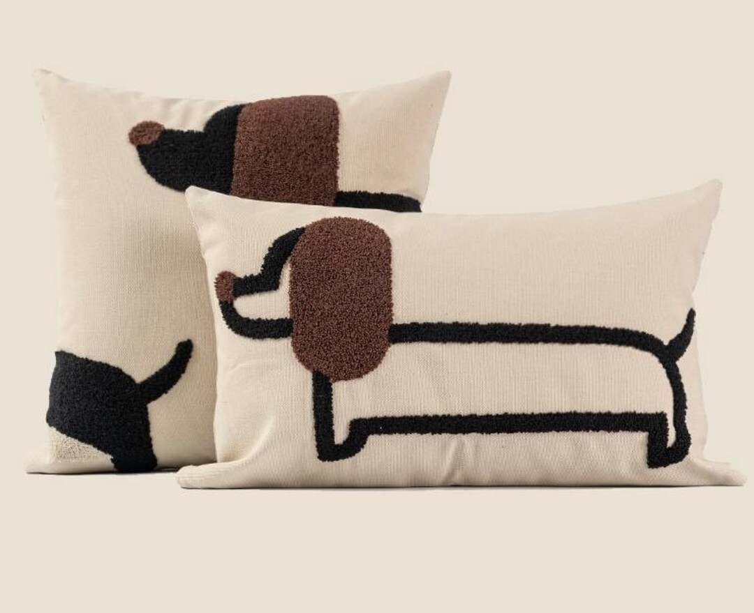 Charming Dachshund Cushion Covers Rectangular 30x50cm & Square 45x45cm ...