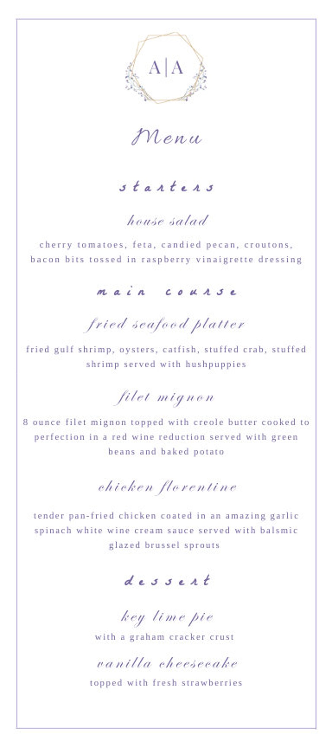 Rehearsal Dinner Menu INSTANT DOWNLOAD Template - Etsy