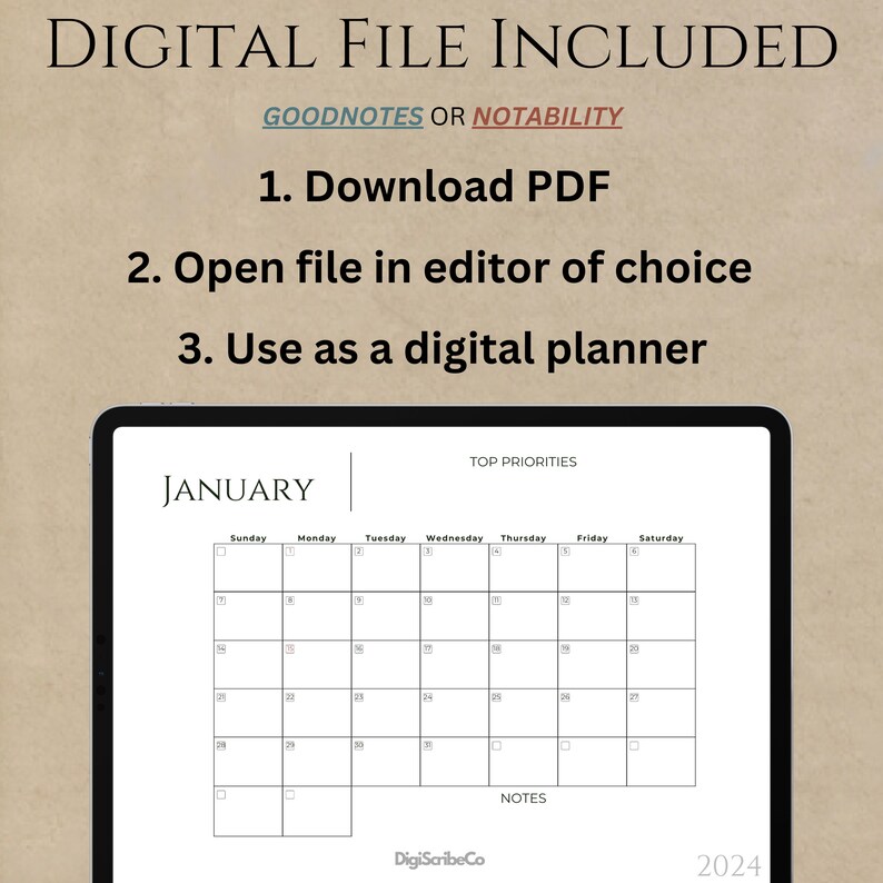 2024 Monthly Calendar, Dated 2024, Yearly Planner, Wall Calendar ...