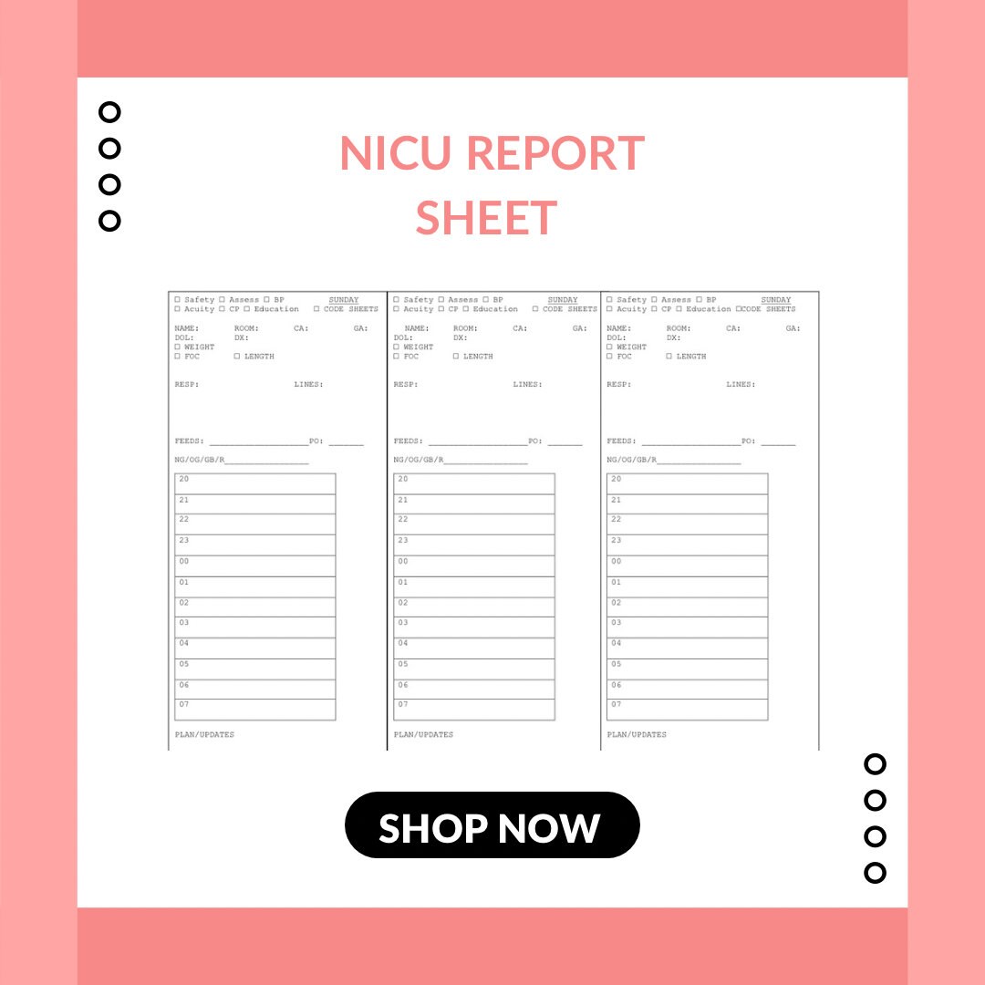 Nicu Report Sheet, Neonatal Template Sheet, Nicu Brain Sheet - Etsy