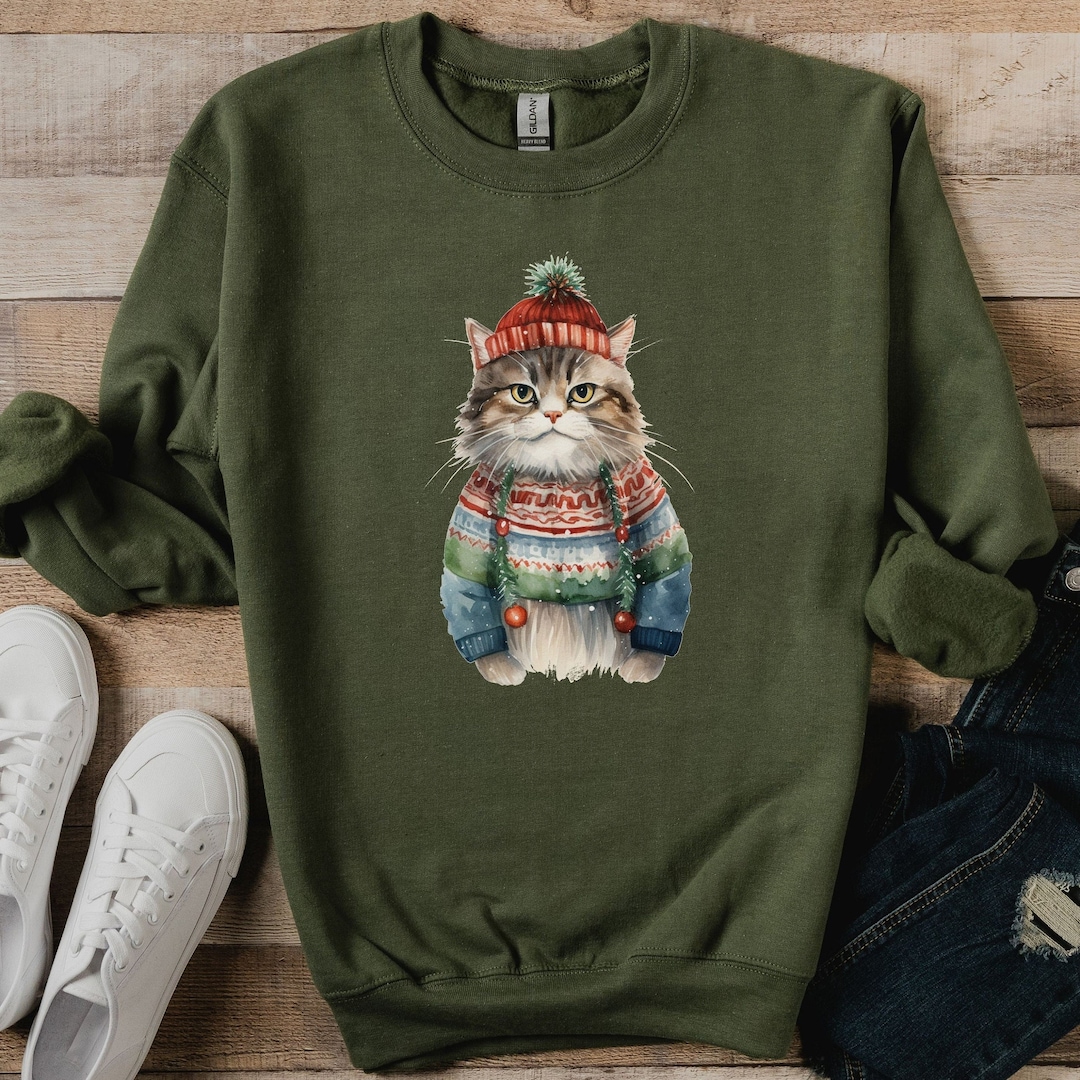 Personalized Cat Wearing Christmas Sweater Sweatshirt, Custom Fall ...