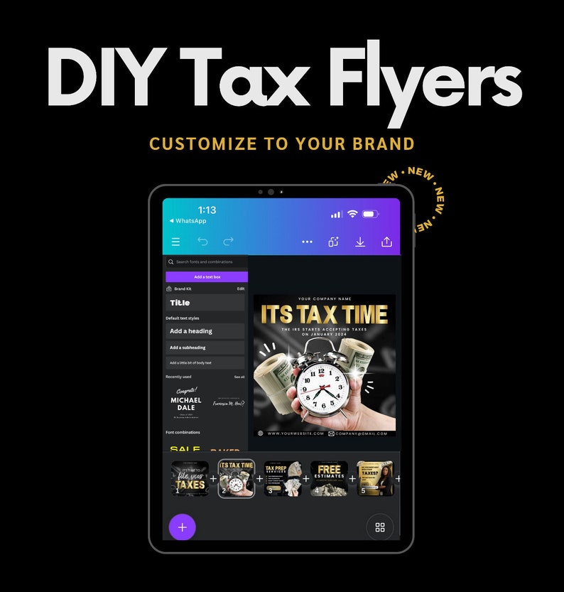 Black & Gold Tax Flyer Template Bundle: Canva Editable (digital ...