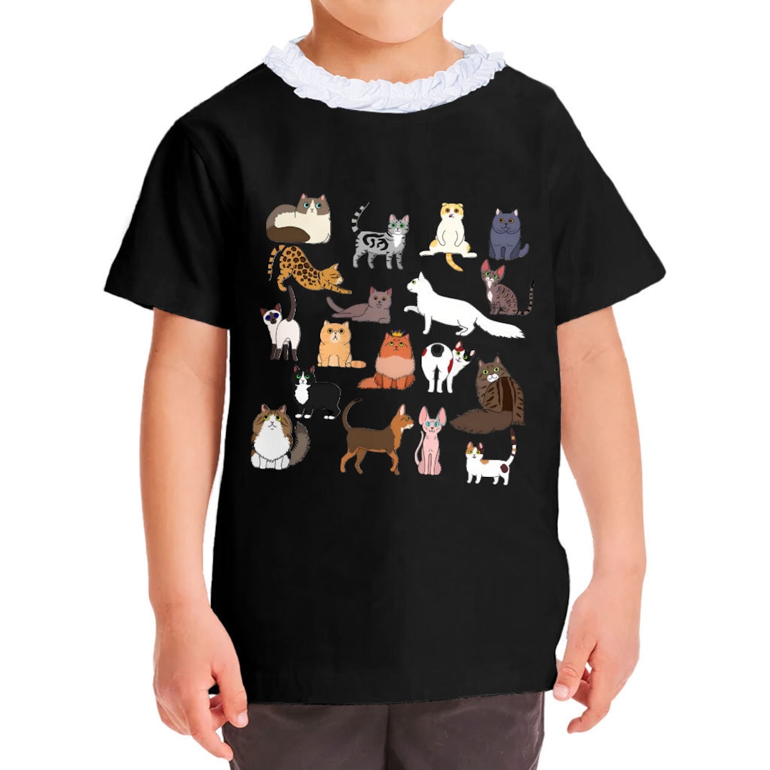 Cat Breeds Girls' Ruffle Neck T-shirt - Cats Inspired Stuff - Girl ...