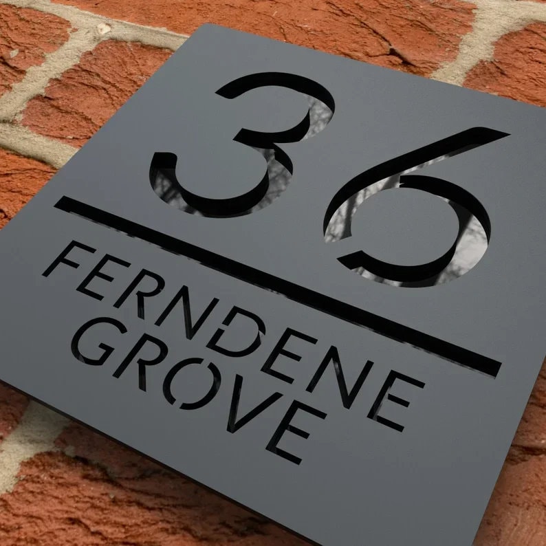 Customized Outdoor House Number Matt Black Modern House Numbers Sign ...