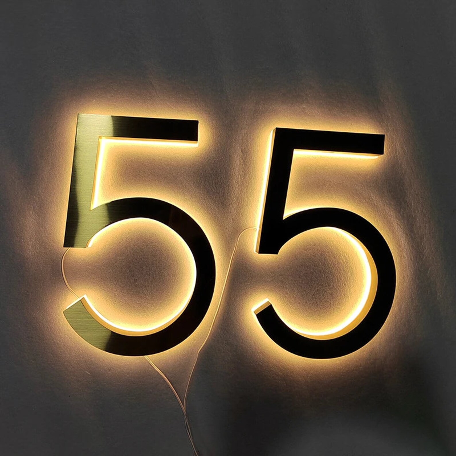 Metal 3D LED House Number Light Outdoor Stainless Steel Lighted Letter ...