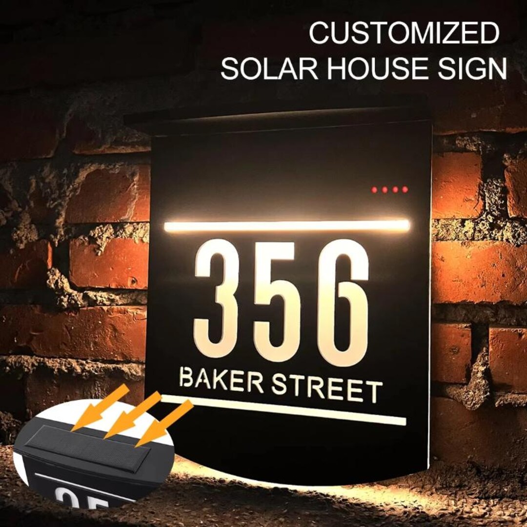 Customized Solar House Number Sign Outdoor House Numbers Plate ...