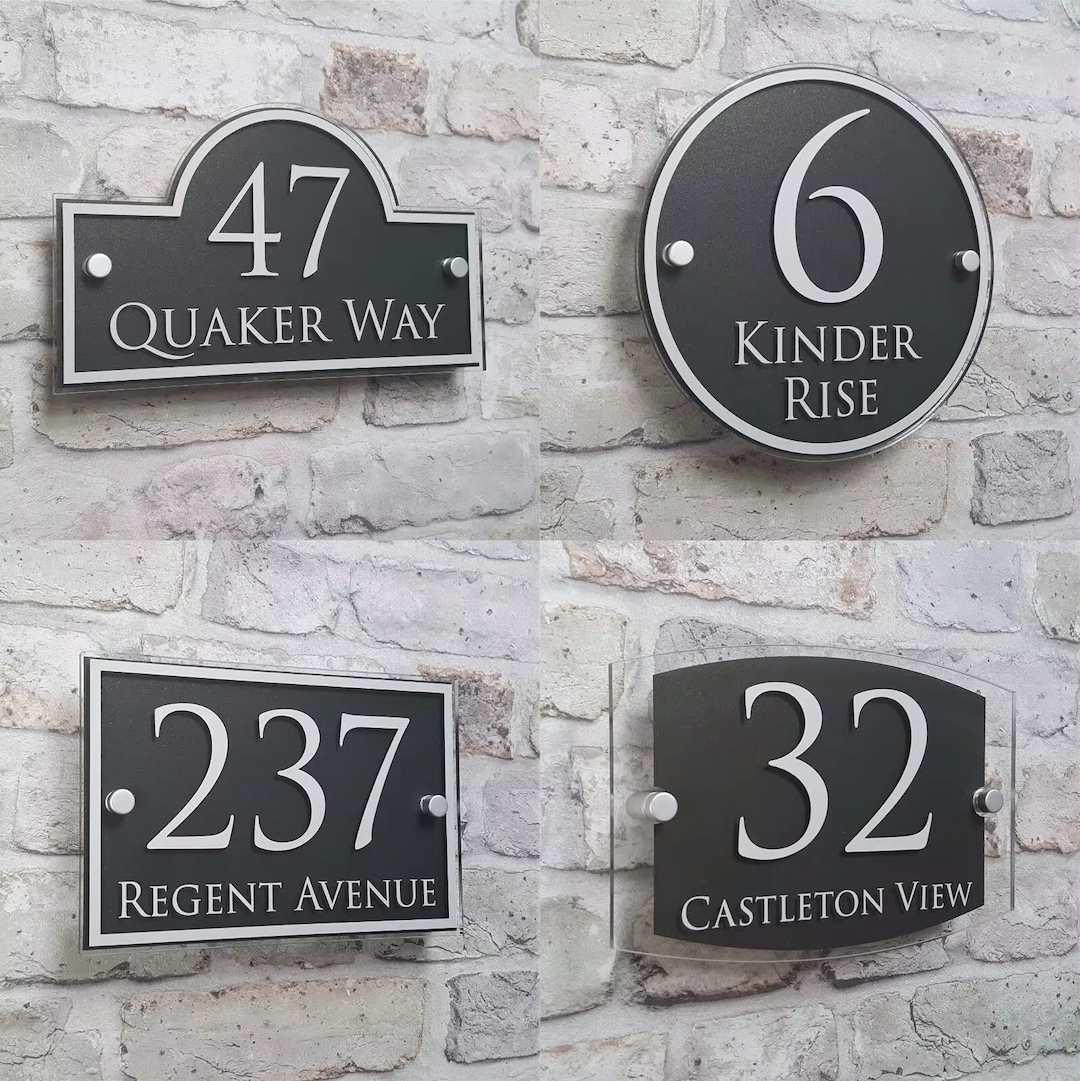 Customize Modern House Address Plaque - Glass Effect Acrylic Door ...