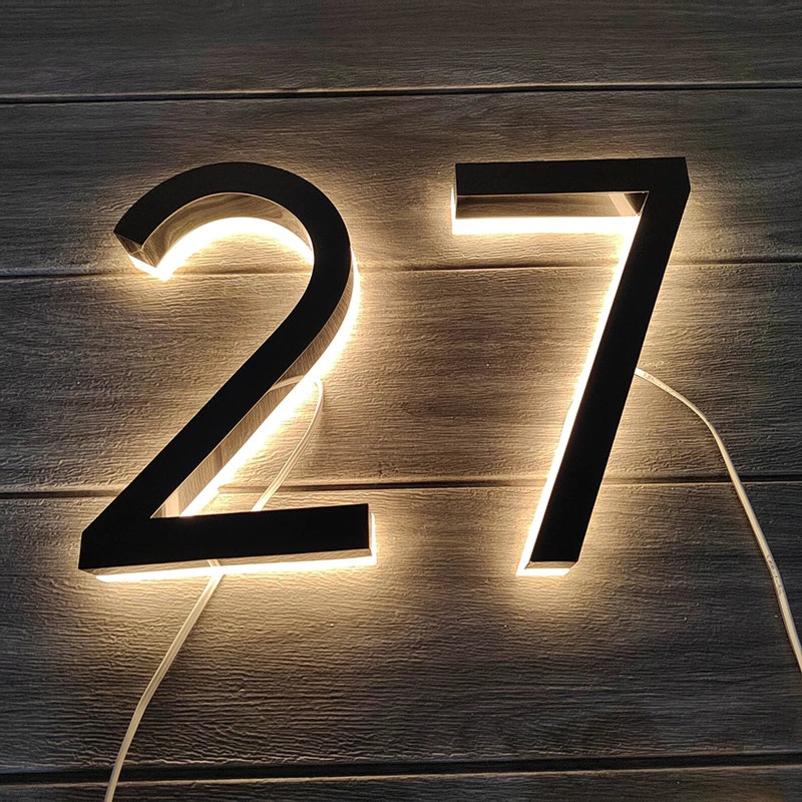 Metal 3D LED House Number Light Outdoor Stainless Steel Lighted Letter ...