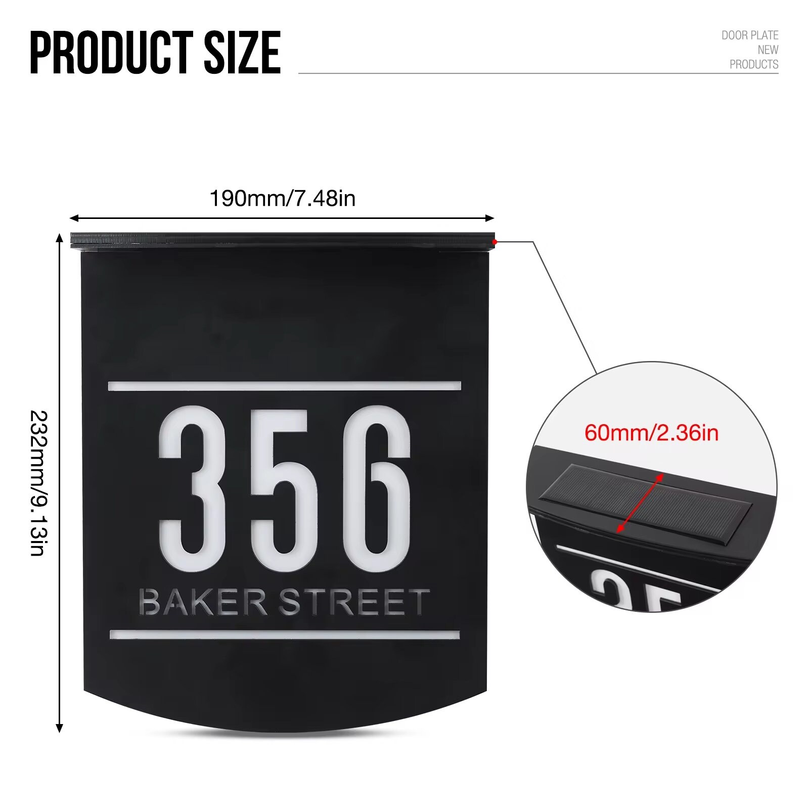 Customized Solar House Number Sign Outdoor House Numbers Plate ...