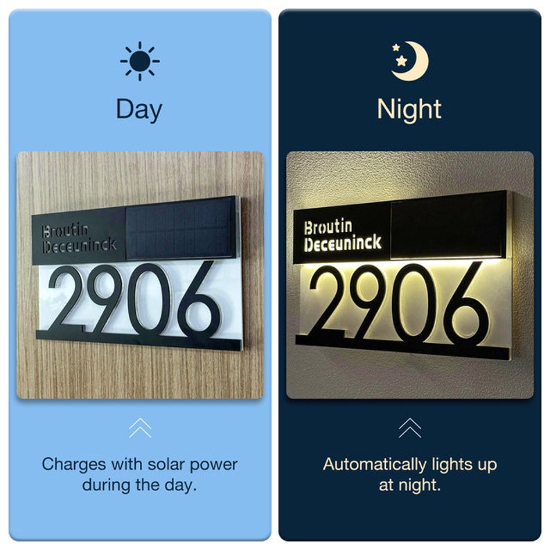 Personalized Solar House Number Sign Light Exteriorled Light House ...