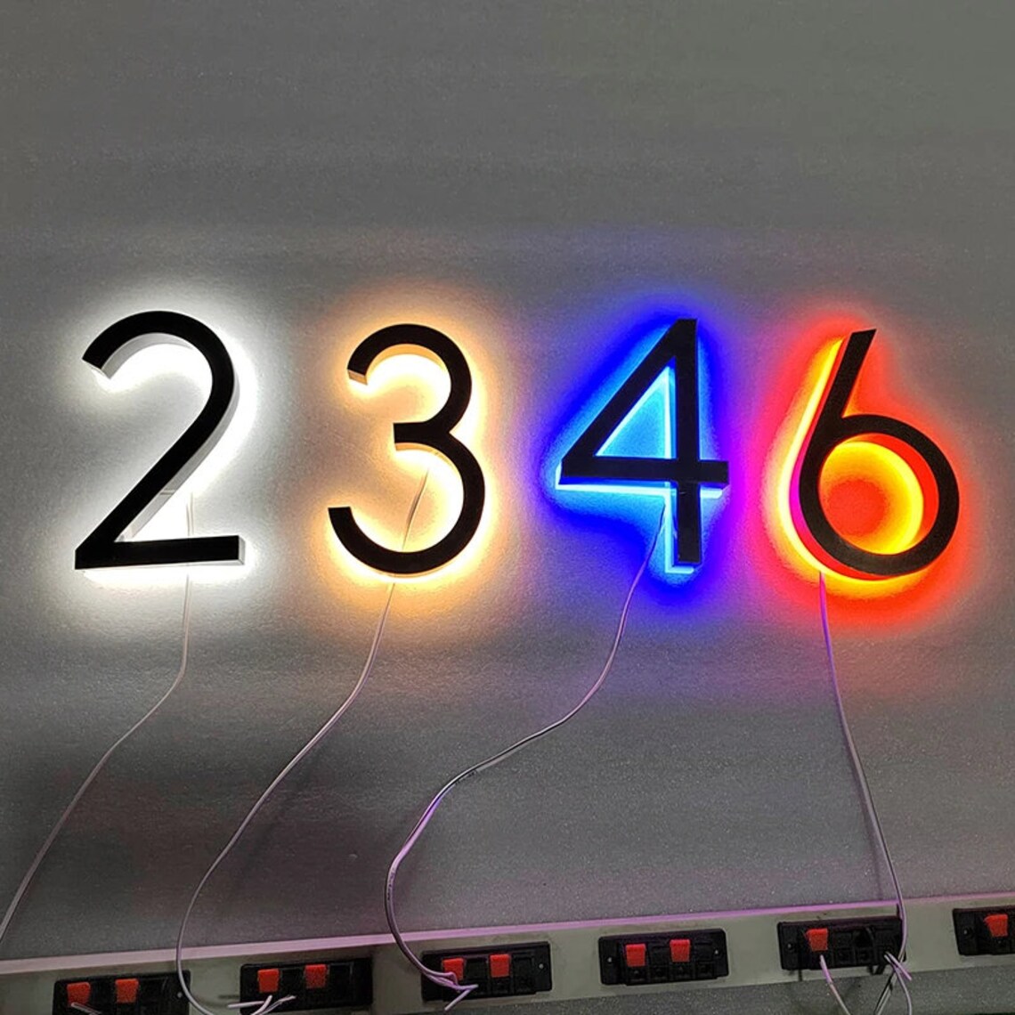 Metal 3D LED House Number Light Outdoor Stainless Steel Lighted Letter ...