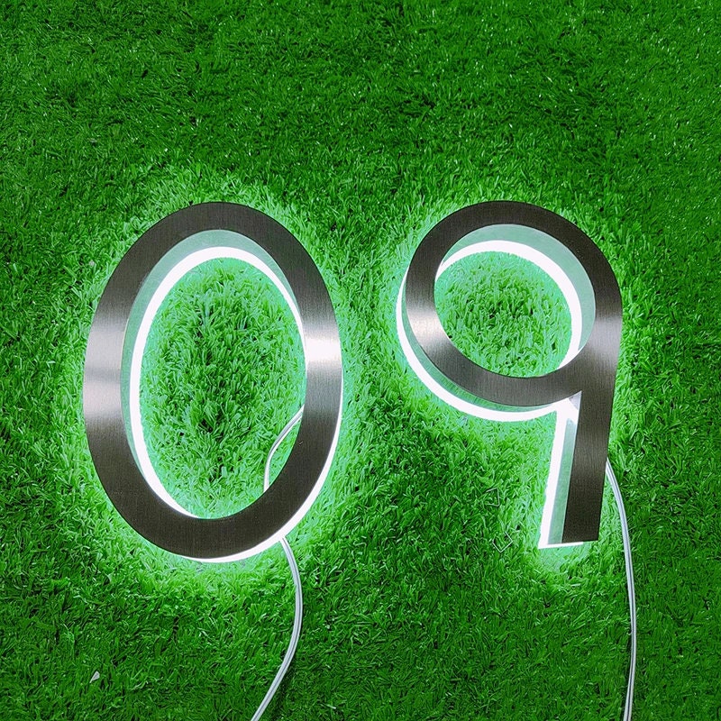 Metal 3D LED House Number Light Outdoor Stainless Steel Lighted Letter ...