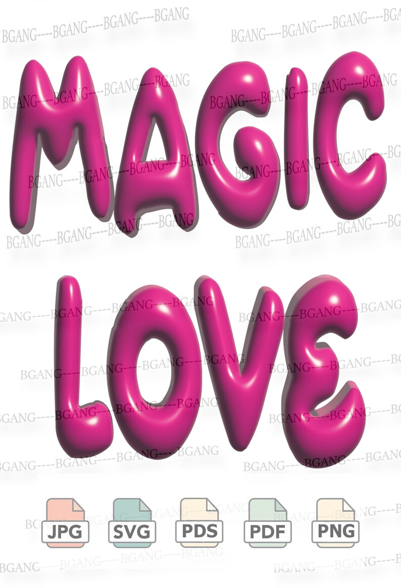 3D Puffy Letters PNG Sublimation Logo 3D Effect Realistic Magic Love 3D ...