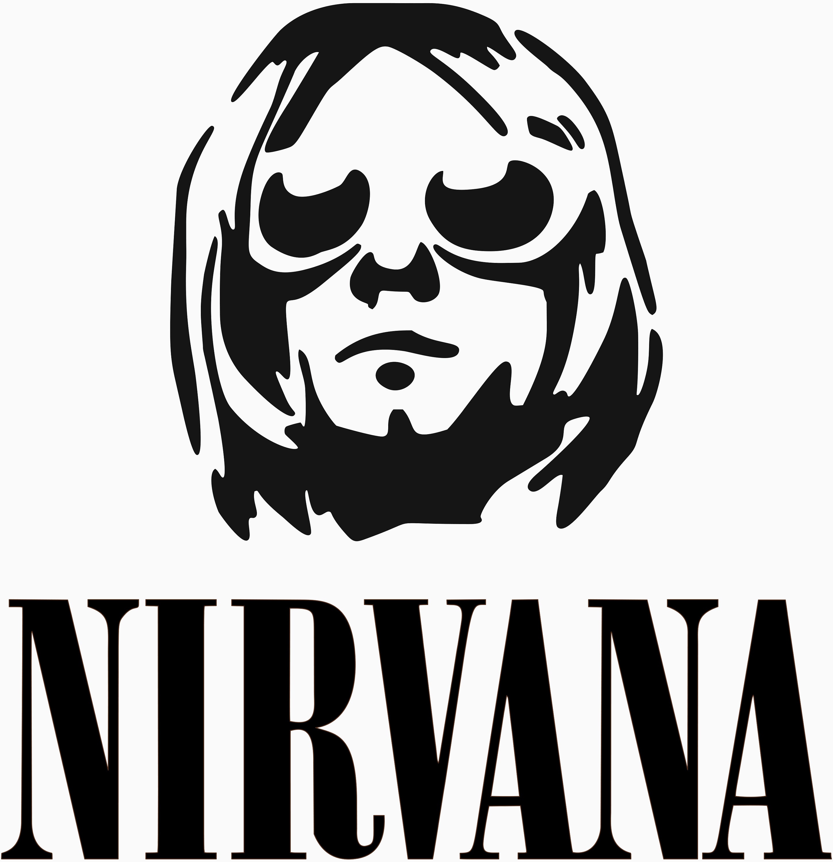 Nirvana SVG , Band Logo Face Silhouette, Ready to Download, Kurt Cobain SVG File, Nirvana Vector ...
