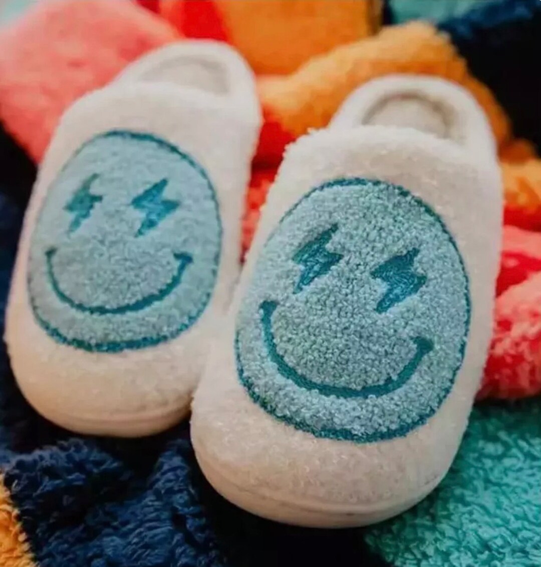 Fluffy Smiley Face Cushion Slides Cute Womens Comfortable - Etsy
