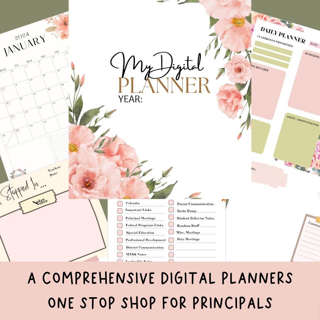Floral Administrator Digital Planner 25-26 - Etsy