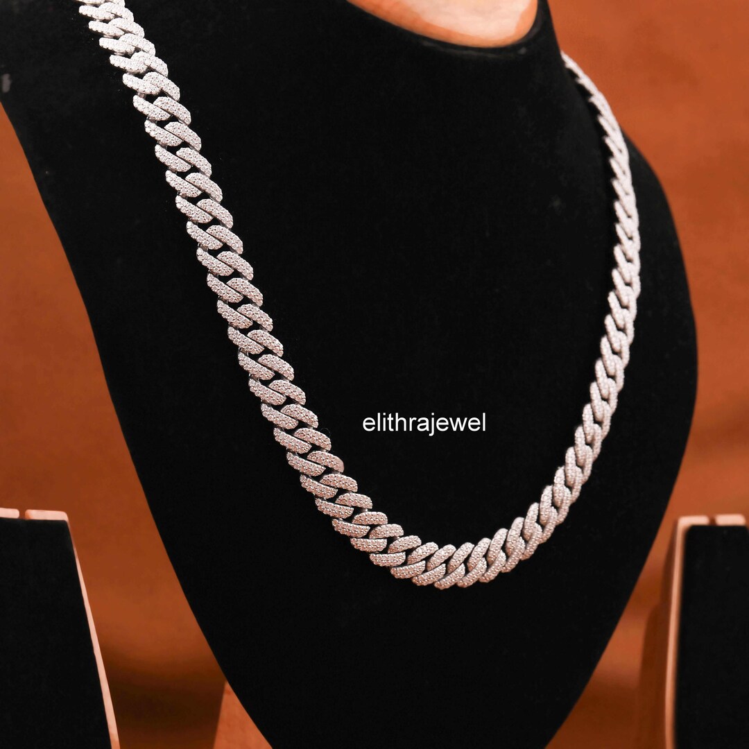 18mm 2 Row Diamond Prong Link Chain Heavy Cuban Link Necklace Custom ...