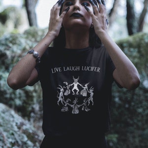 Live Laugh Lucifer Funny Witchcraft Shirt, Lucifer Print Tee, Occult ...