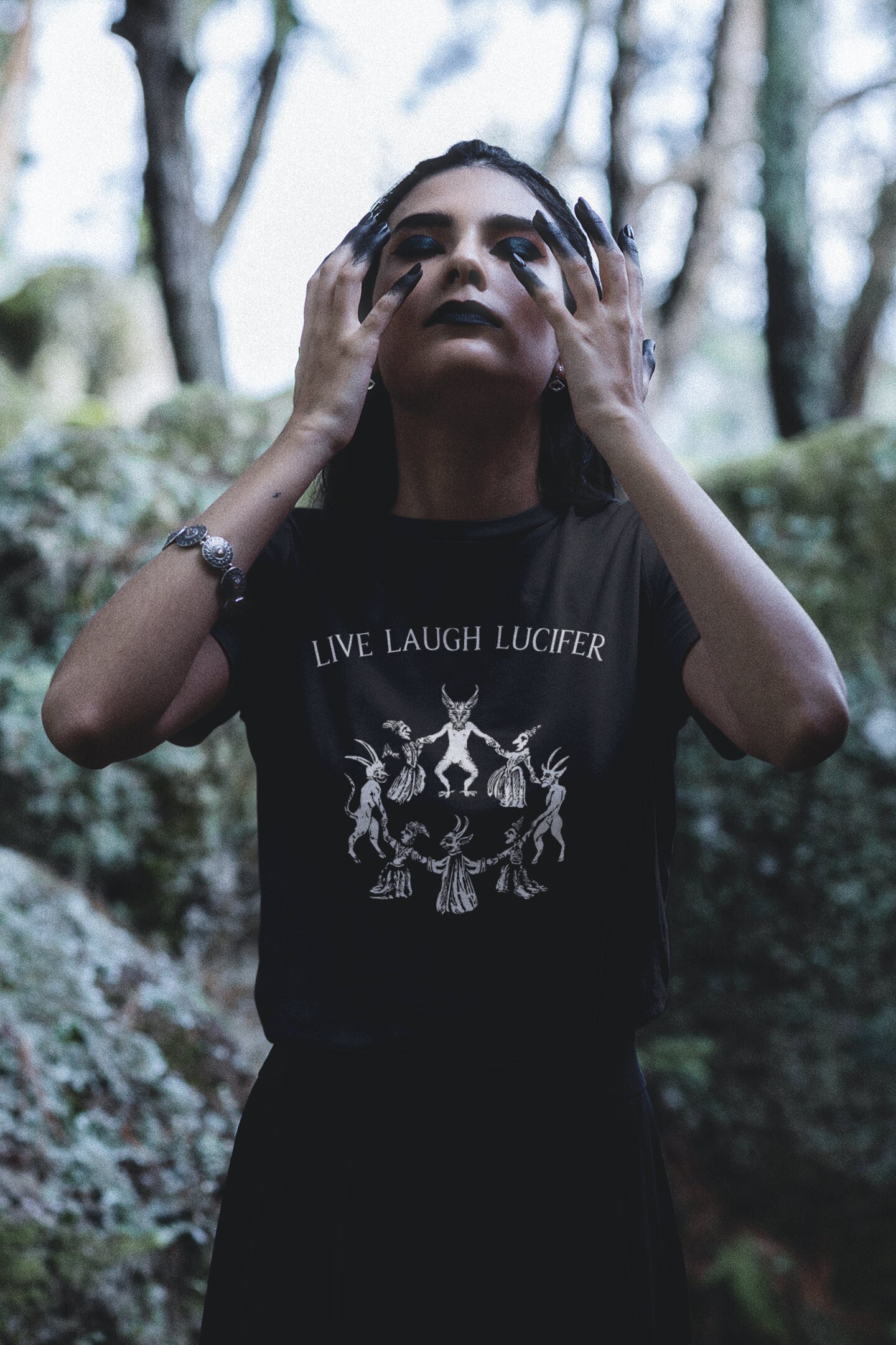 Live Laugh Lucifer Funny Witchcraft Shirt, Lucifer Print Tee, Occult ...