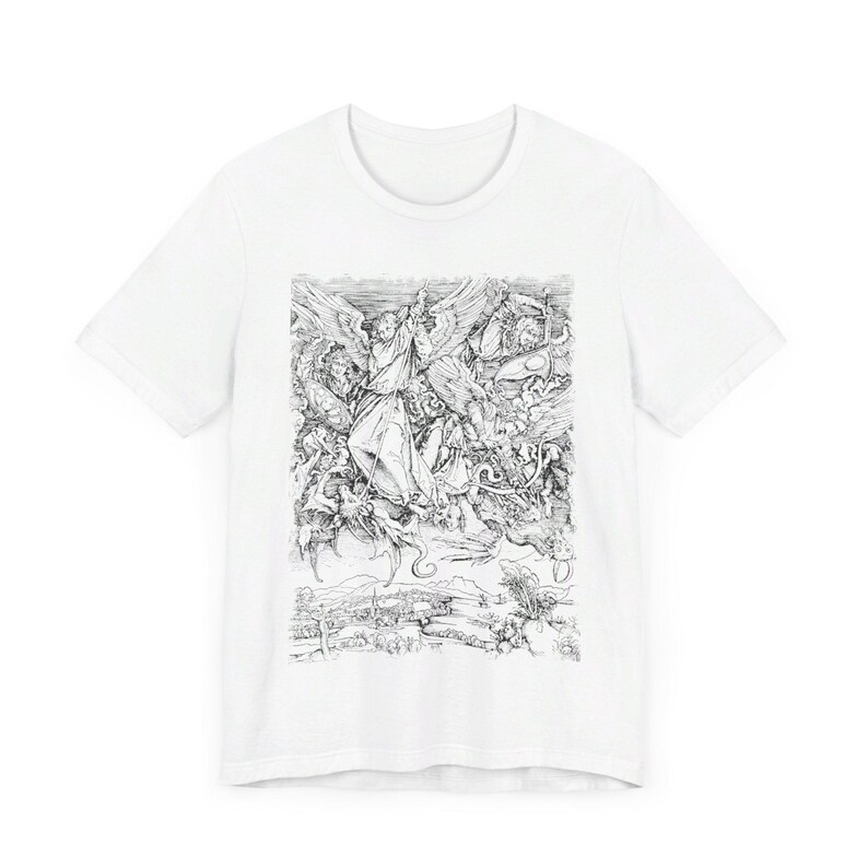 Saint Michael Archangel Slaying the Dragon Graphic Tee, Medieval Unisex ...