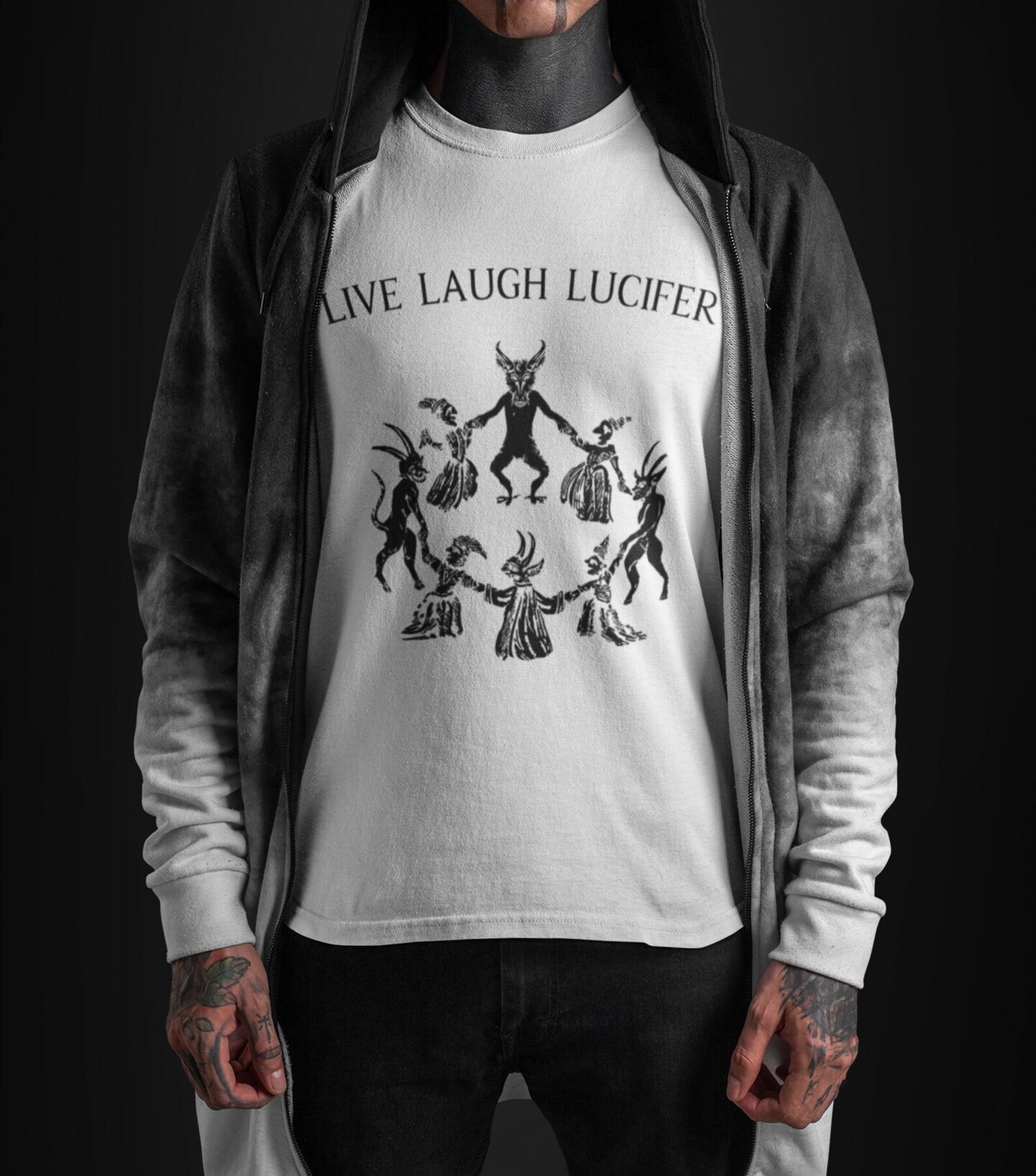 Live Laugh Lucifer Funny Witchcraft Shirt, Lucifer Print Tee, Occult ...