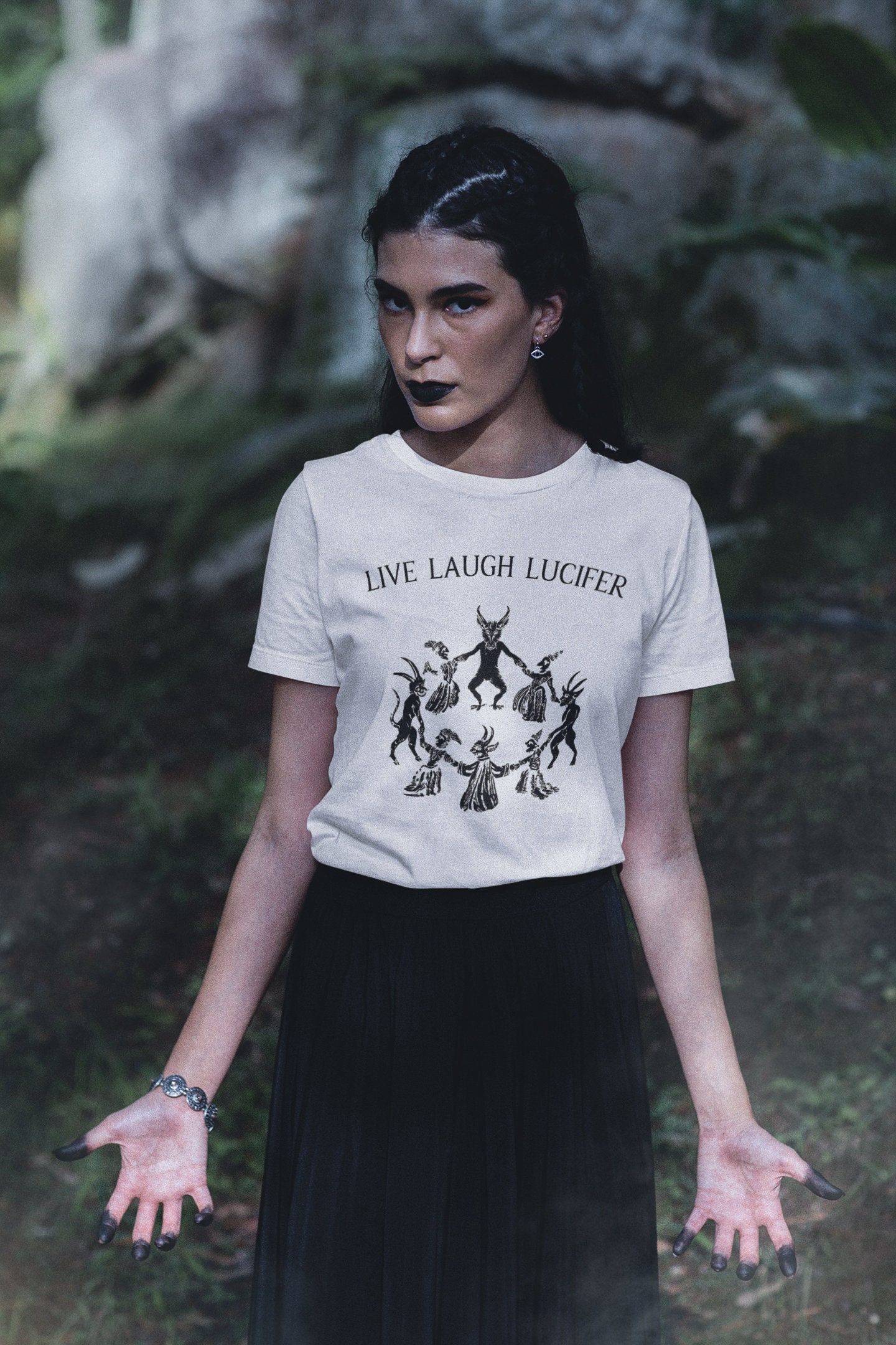 Live Laugh Lucifer Funny Witchcraft Shirt, Lucifer Print Tee, Occult ...