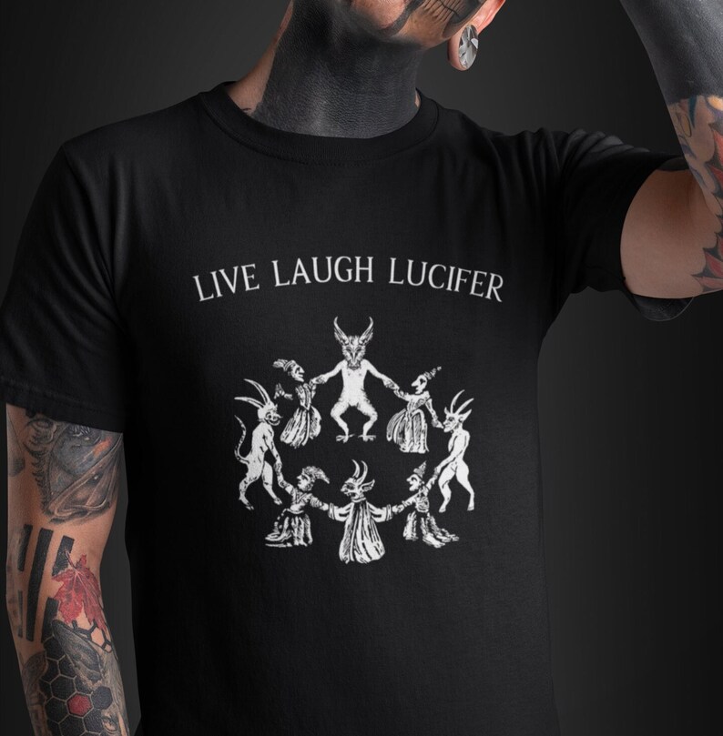 Live Laugh Lucifer Funny Witchcraft Shirt, Lucifer Print Tee, Occult ...