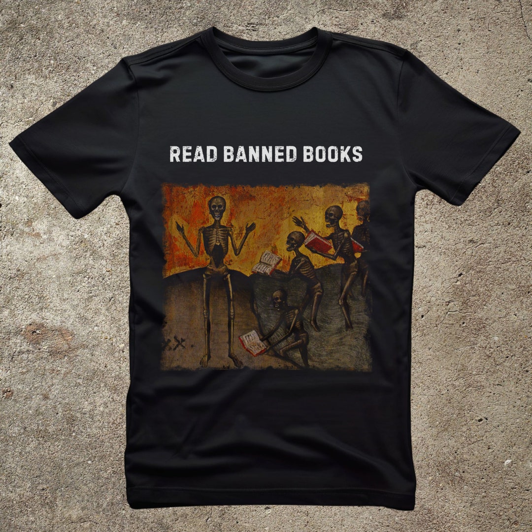 Read Banned Books, Medieval Graphic Print, Gothic Unisex Tee, Book ...