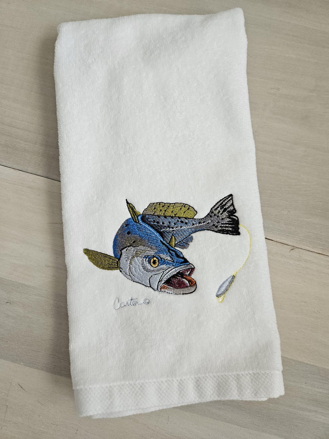 Embroidered Trout Fishing Towel: Personalized Angler Gift - Etsy