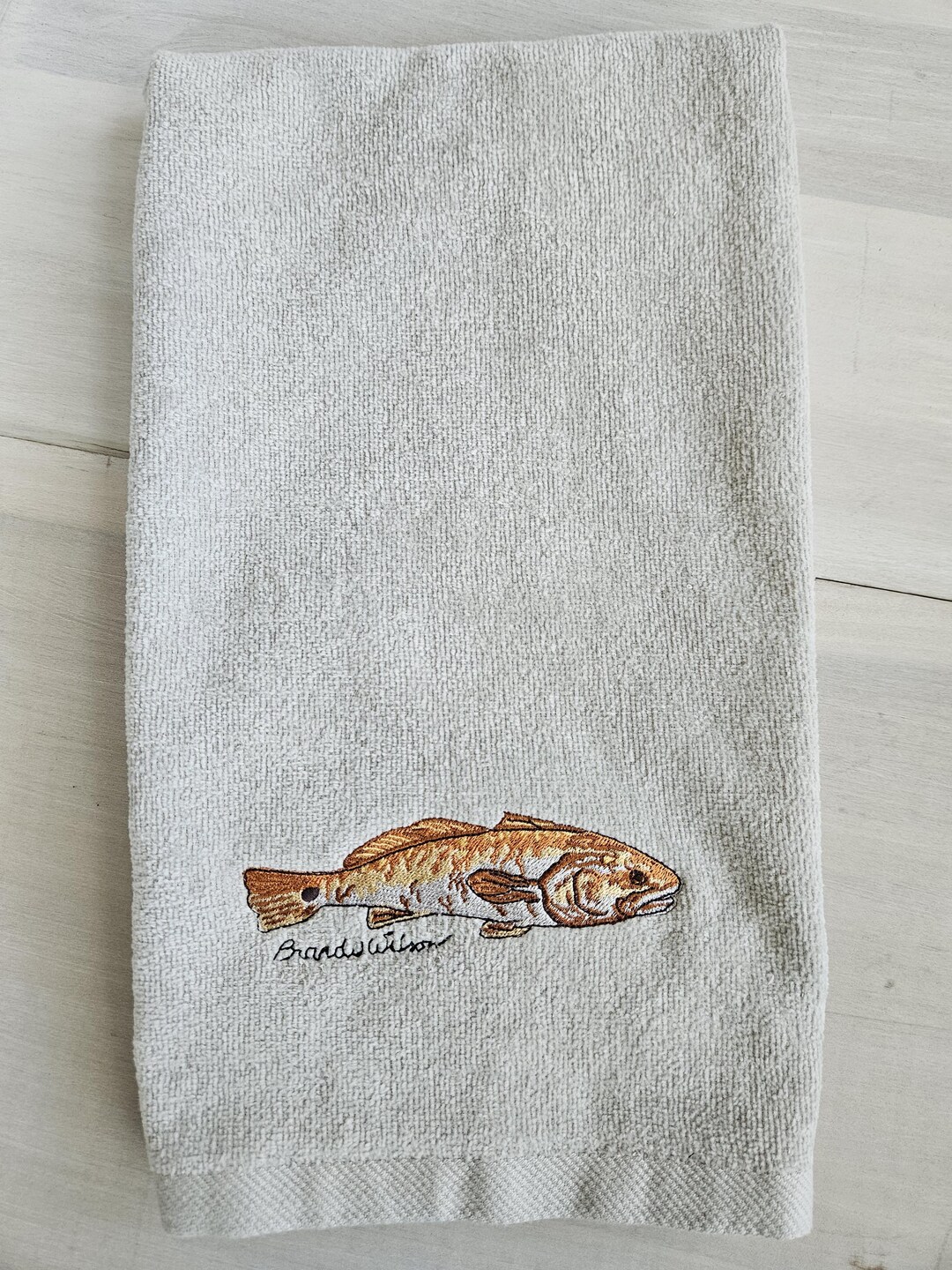 Personalized Redfish Embroidered Hand Towel: Unique Fishing Gift for ...
