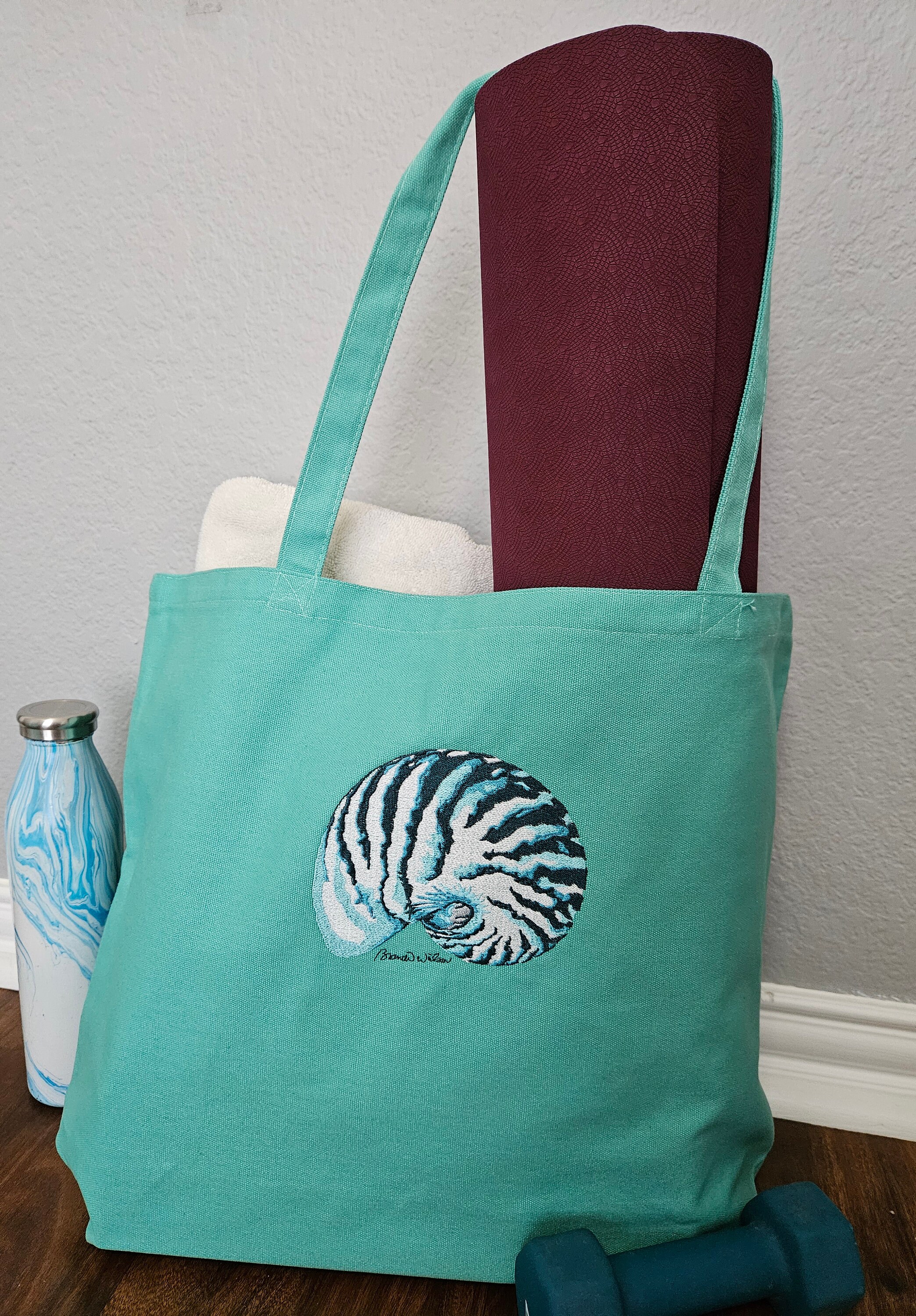 Artists Embroidered Seashell Tote Bag, Handmade Cotton Canvas Shopping ...