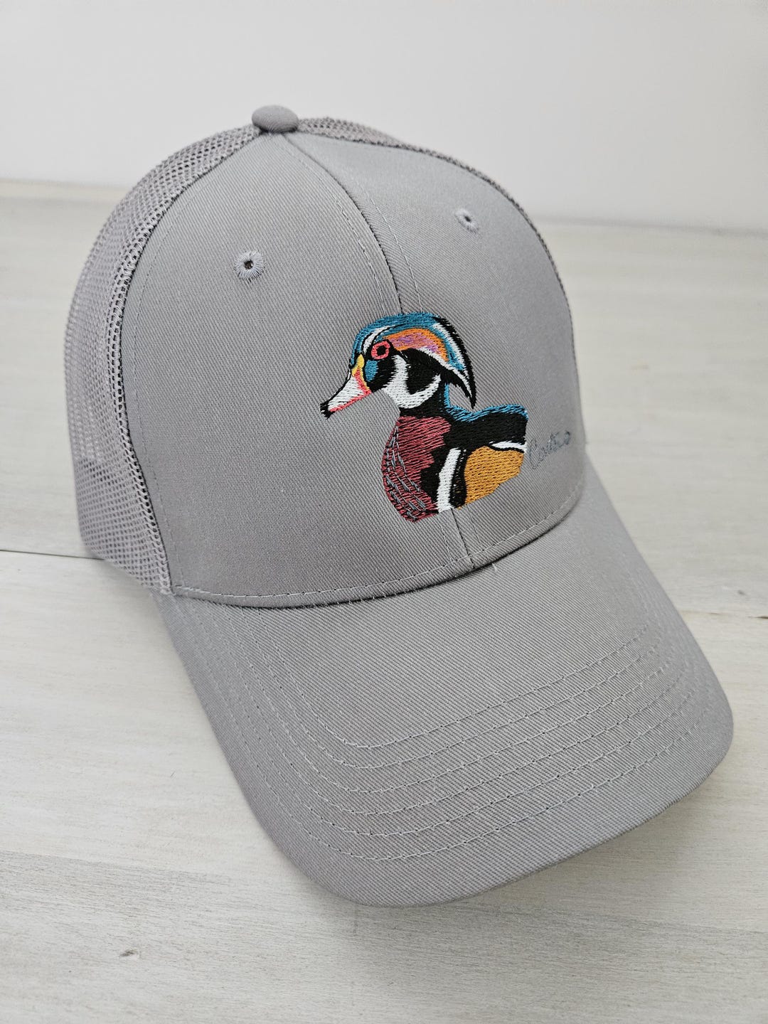Embroidered Wood Duck Hunting Trucker Hat - Snapback Mesh Cap for ...