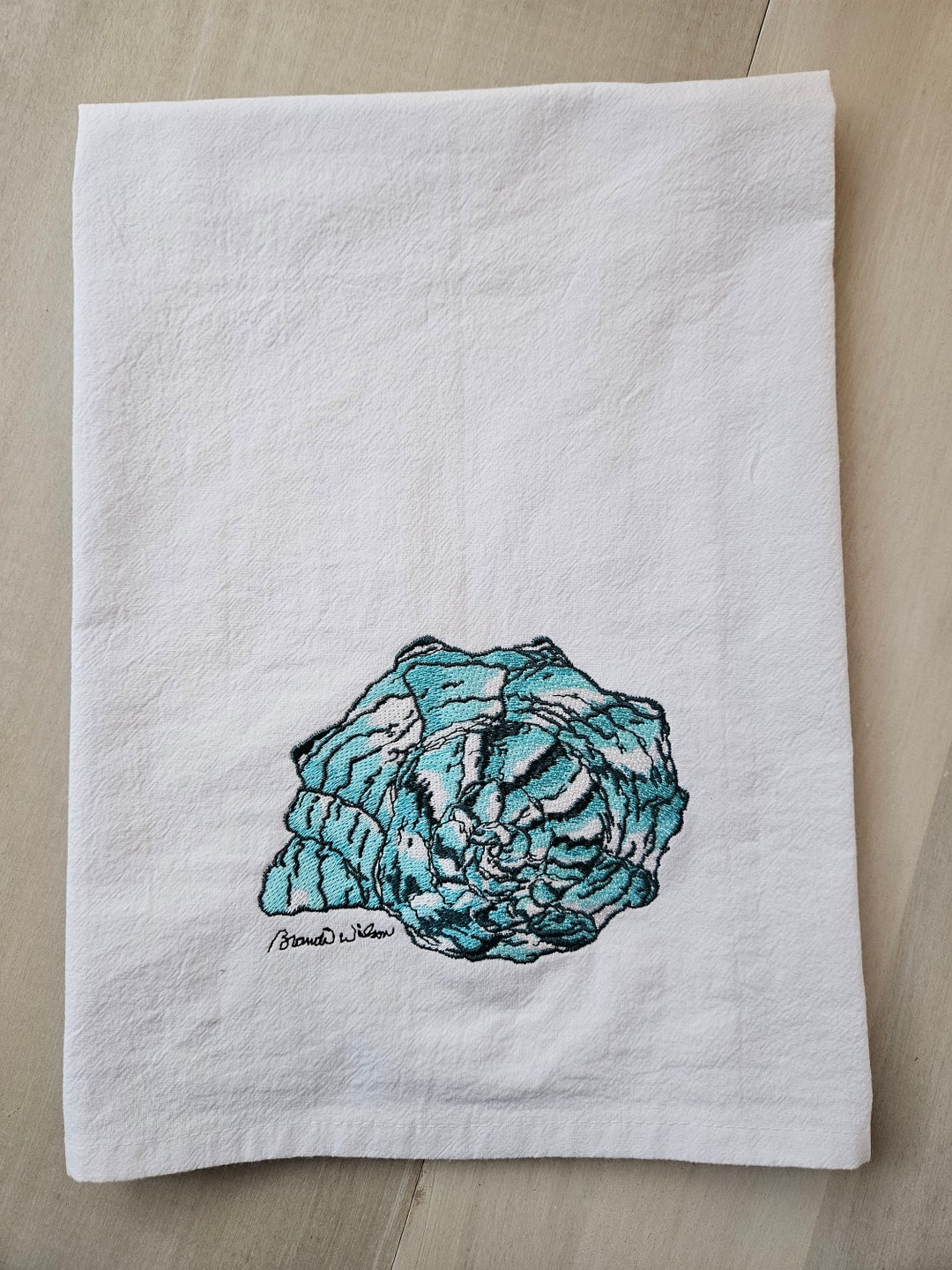 Detailed Conch Seashell Towel. Personalized Coastal Kitchen Accent ...