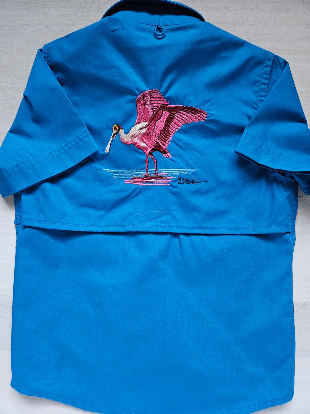 Embroidered Roseate Spoonbill Fishing Shirt: Personalized Youth ...