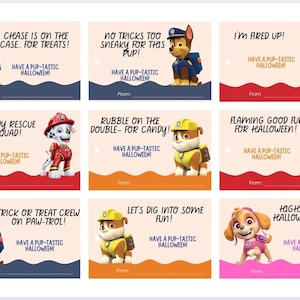 Printable Halloween Paw Patrol Cards: Editable Kids PDF - Etsy