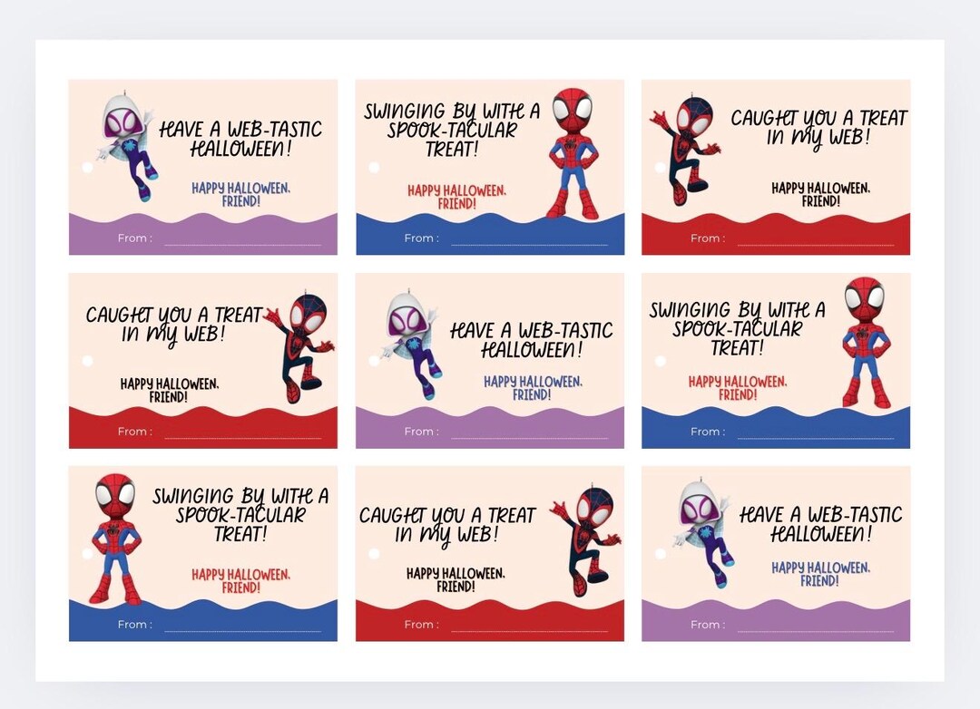 Printable Halloween Spidey Cards: Editable Kids PDF - Etsy