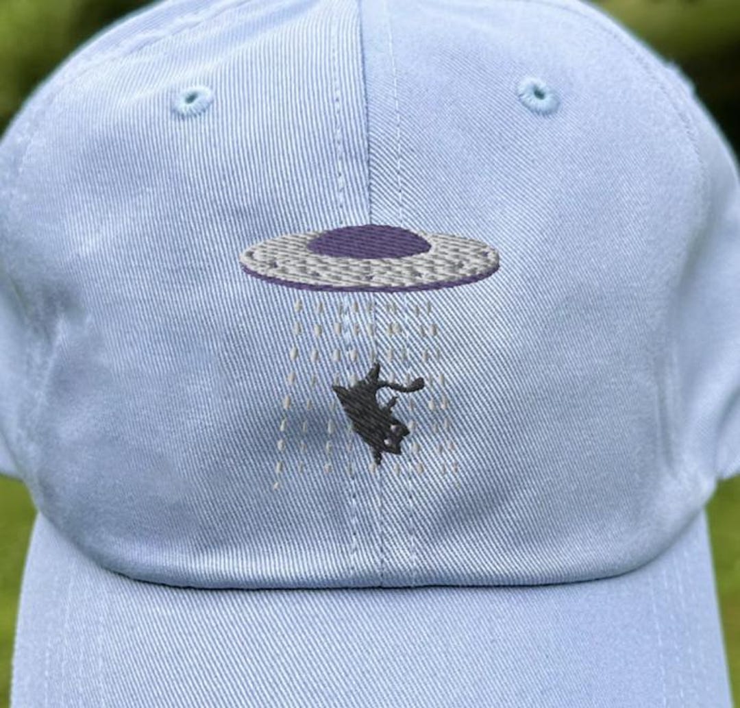 Embroidered Alien Abduction Baseball Cap | Cute UFO Hat | Cat Lovers ...