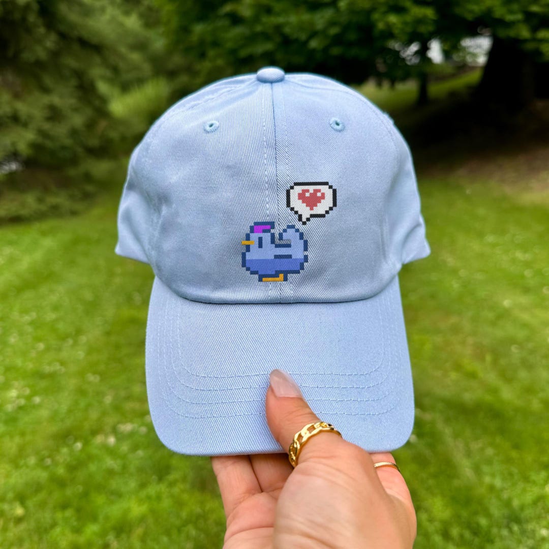 Embroidered Blue Chicken Cap | Cute Video Game Dad Hat | Gamer Gift ...
