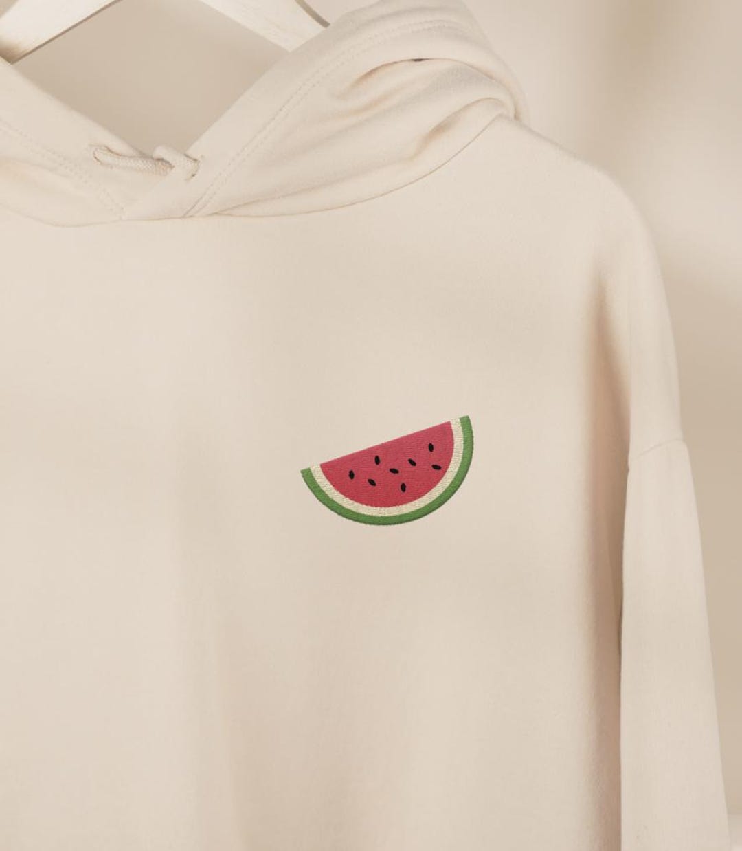 Embroidered Watermelon Hoodie | Simple Cute Fruit Artwork Embroidery ...
