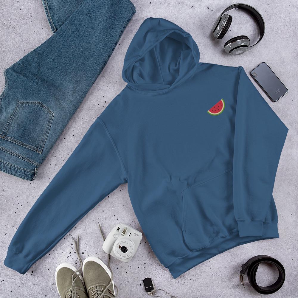 Embroidered Watermelon Hoodie | Simple Cute Fruit Artwork Embroidery ...