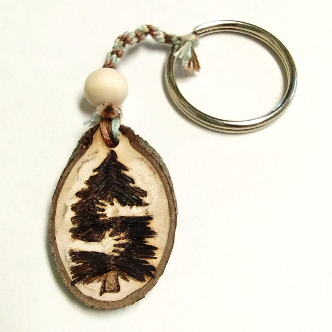 Keychain, Tree Hugger, Live Edge, Spalted Maple Wood, Branch Slice ...