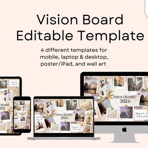 Digital Vision Board Template, Editable Vision Board Template, Vision ...