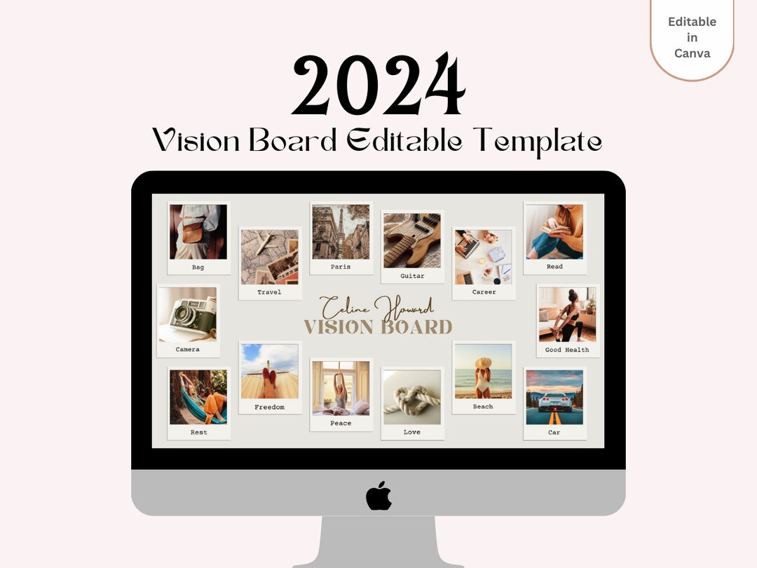 Minimalist Digital Vision Board Template, 2024 Digital Vision Board ...
