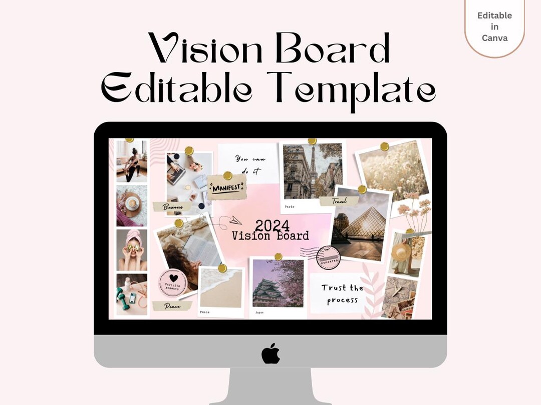Modèle Digital Vision Board, Vision Board modifiable, papier peint de ...
