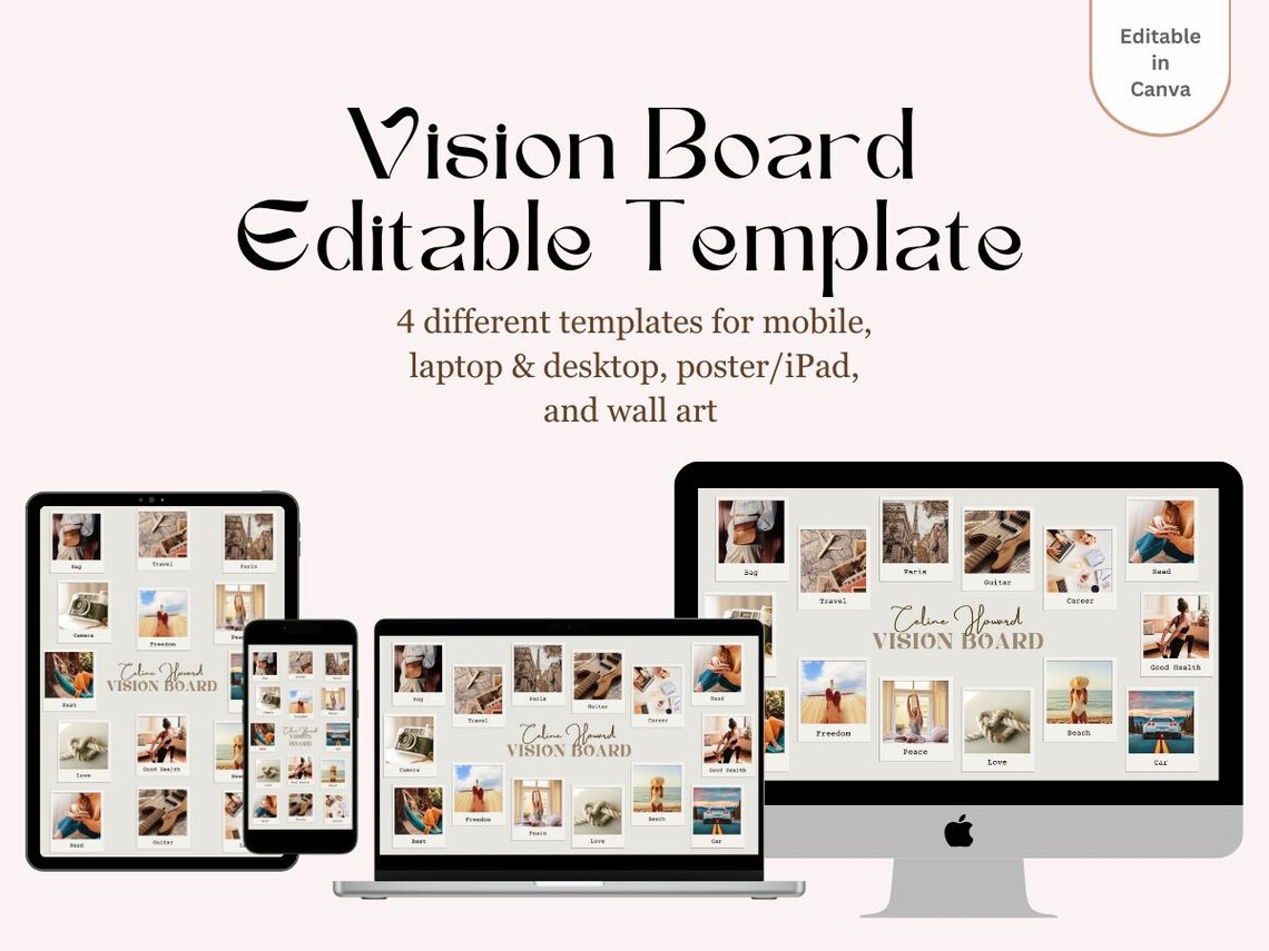 Minimalist Digital Vision Board Template, 2025 Digital Vision Board ...