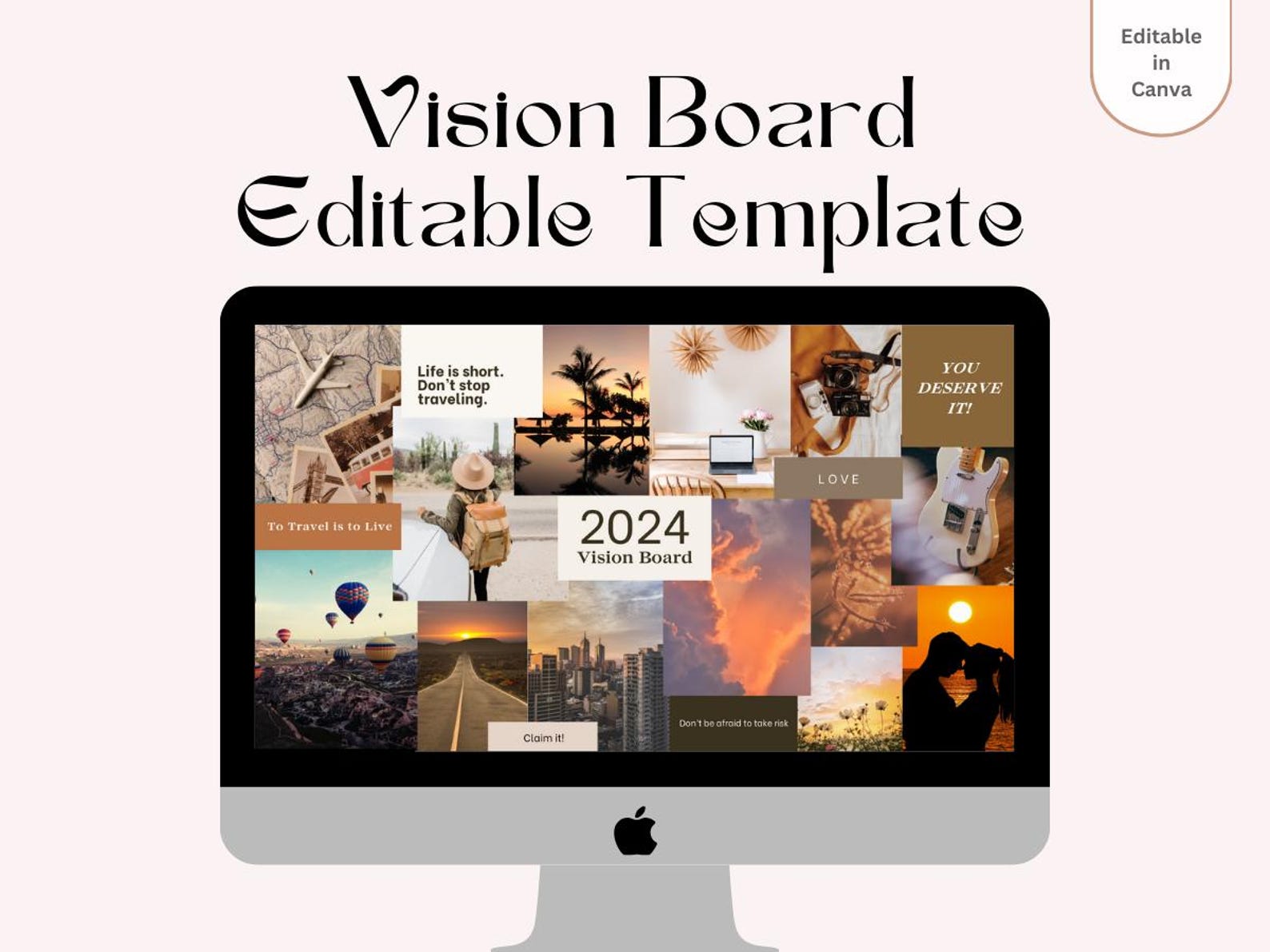 2025 Digital Vision Board Wallpaper Template Canva, Editable Vision ...