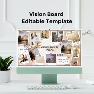 Digital Vision Board Template, Editable Vision Board Template, Vision ...