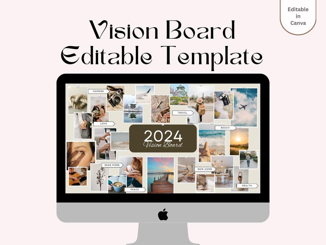 Digital Vision Board Wallpaper Template Canva, Editable Digital Vision ...