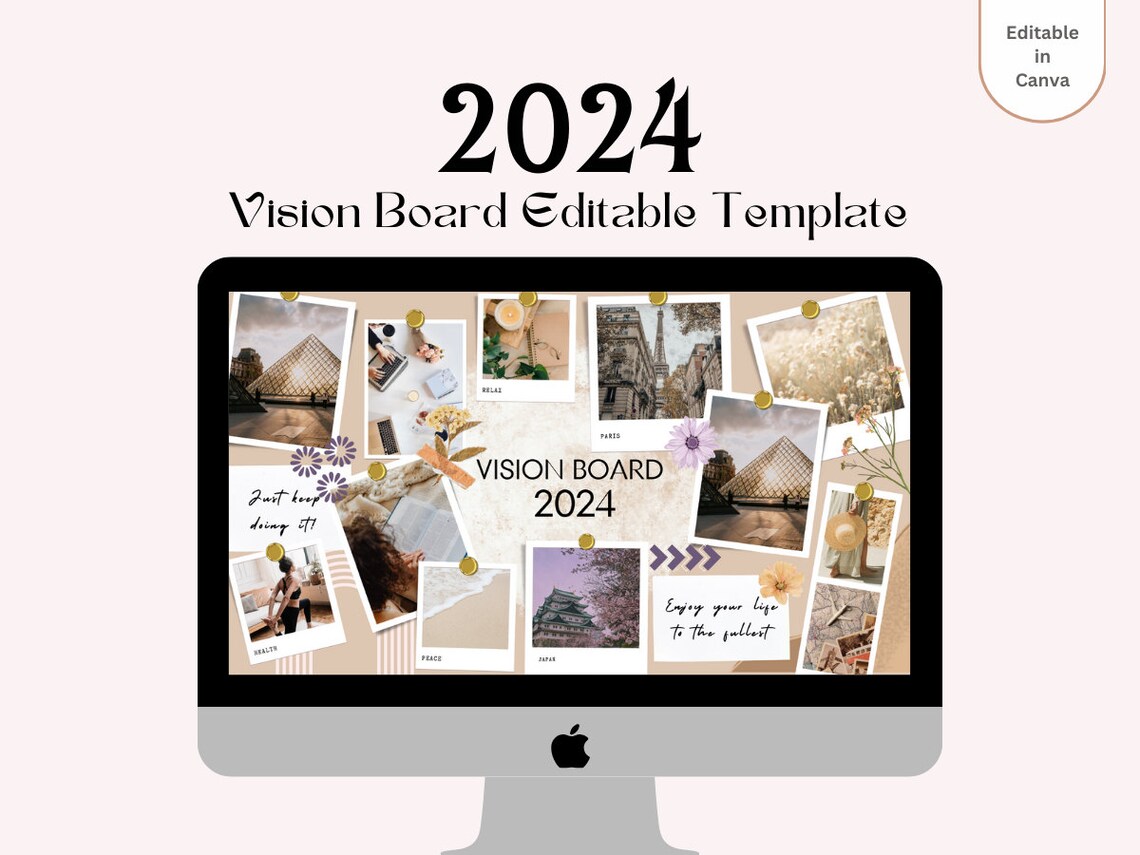 Digital Vision Board Template, Editable Vision Board Template, Vision ...