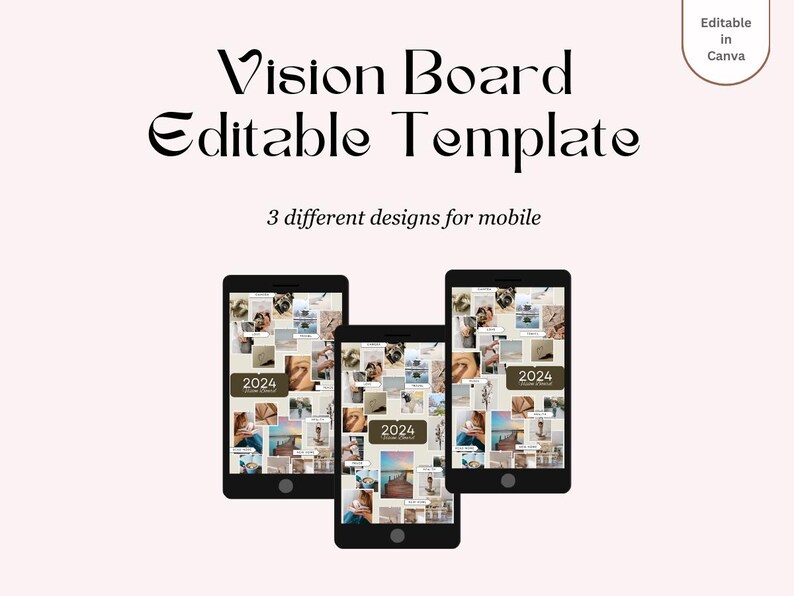 Digital Vision Board Wallpaper Template Canva, Editable Digital Vision ...